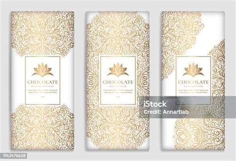 초콜릿 바의 고급 황금 포장 디자인 빈티지 벡터 장식 템플릿입니다 우아하고 고전적인 요소 음식 음료 및 기타 패키지 유형에 좋습니다 배경과 배경 화면에 사용할 수 있습니다