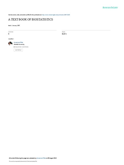 A Text Book Of Biostatistics January 2007 Pdf