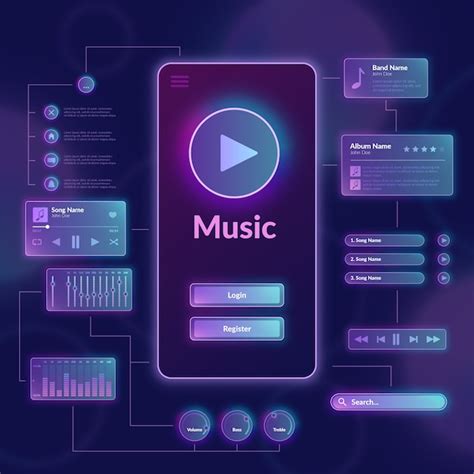 그라디언트 모바일 Uiux 템플릿 디자인 프리미엄 벡터