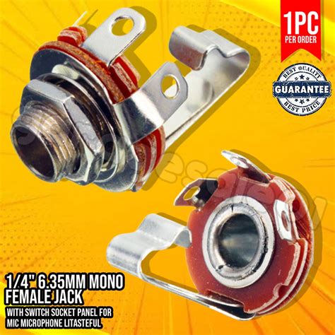 14 635mm Mono Female Jack With Switch Socket Panel For Mic