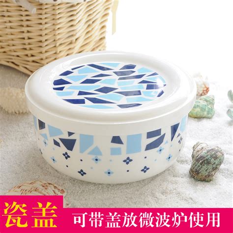 蒸碗有盖的陶瓷碗微波炉泡面碗带盖学生饭盒便当蒸蛋羹碗骨瓷大碗 虎窝淘