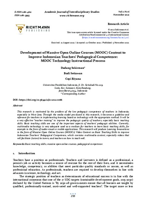 Pdf Development Of Massive Open Online Courses Mooc Content To
