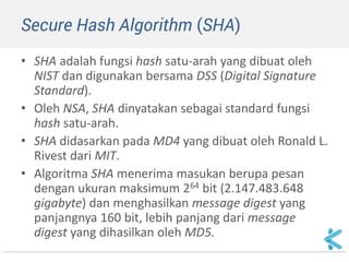 Kriptografi Secure Hash Algorithm SHA PPT
