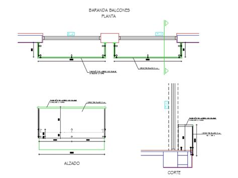 Planos De Baranda Exterior En Dwg Autocad Detalles Constructivos