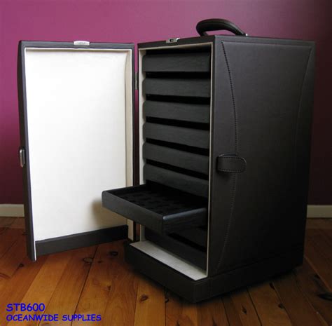 Premium Rolling Jewellery Travel Display Case 9 Black Trays