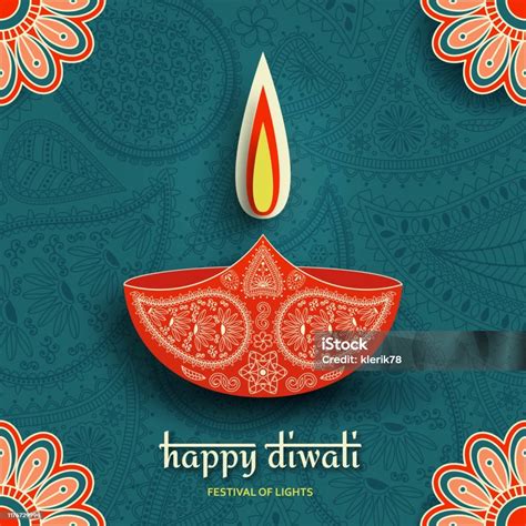 인도에서 디왈리 축제 축하 인사말 카드 벡터 일러스트레이션 디왈리에 대한 스톡 벡터 아트 및 기타 이미지 디왈리 3차원 형태 개념 Istock