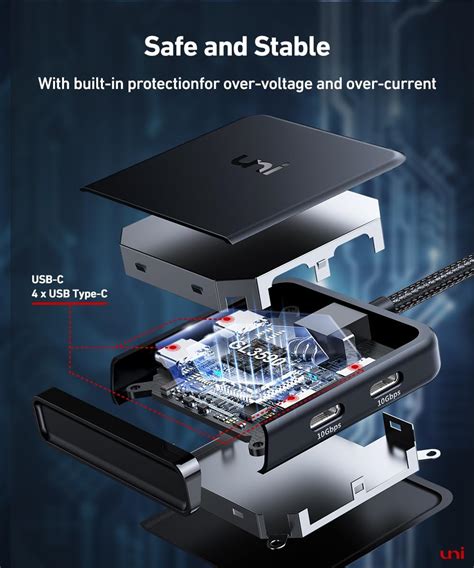 Hub Usb C Uni 4 Puertos Usb C Splitter 10gbps Usb C A Usb C