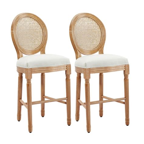 Kiztir French Country Bar Stools Set Of 2 Farmhouse Rattan Counter Hei