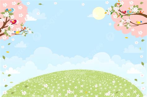 벚꽃 프레임 봄 풍경 그린 필드 필드큐트 싹 여름 배경 일러스트 및 사진 무료 다운로드 Pngtree