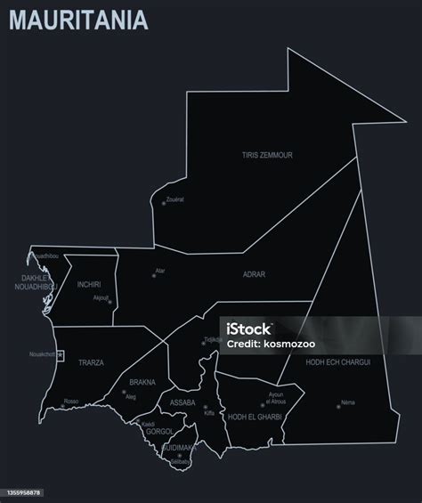黒い背景に都市や地域とモーリタニアのフラットマップ つながりのベクターアート素材や画像を多数ご用意 つながり アメリカ合衆国