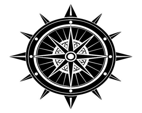 Premium Vector A Black And White Image Of A Compass With A Star On The Top