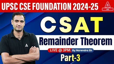 Remainder Theorem For Upsc Csat 2024 Maths Classes Csat Foundation