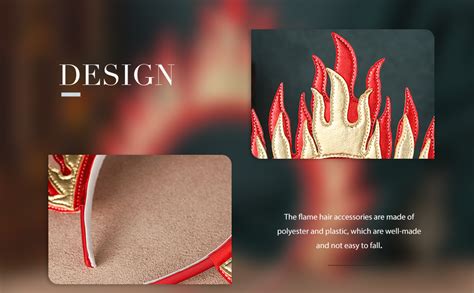 Casdre Flame Headband Gold Red Fire Flame Headpiece Hair Hoop Halloween