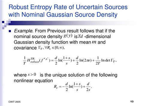 PPT Robust Entropy Rate For Uncertain Sources Applications To Communication And Control
