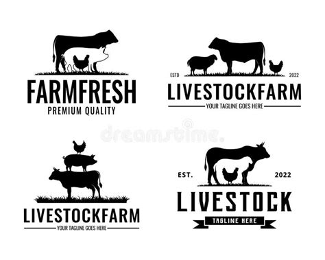 Farm Animal Logo Design Vector Livestock And Cattle Farm Logo