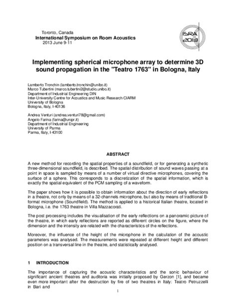 pdf implementing a spherical microphone array to determine 3d sound
