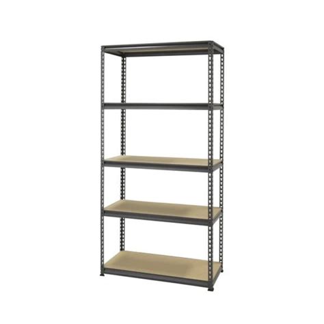 5 Tier Medium Duty Warehouse Garage Storage H1830 X L900 X D400mm Blac