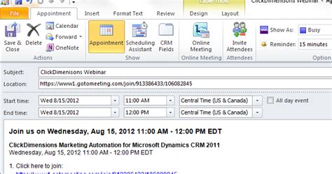 Add An Outlook Calendar Event To An Email Template Clickdimensions