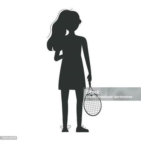 플랫 벡터실루엣 그림입니다 손으로 그린 테니스 선수 어린이 교육 Championship에 대한 스톡 벡터 아트 및 기타 이미지