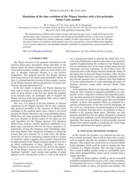 2009 pre simulation of the time evolution of the wigner function with