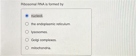Solved Ribosomal Rna Is Formed Bynucleoli The Endoplasmic