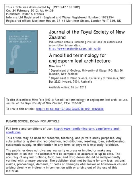 Pdf Pole 1991 Modified Terminology For Angiosperm Leaf Architecture Dokumen Tips