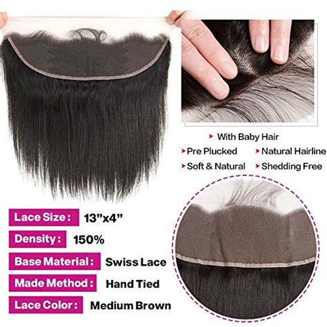 Pizazz Hair Brazilian Straight Hair 3 Bundles With Frontal Closure 13x4