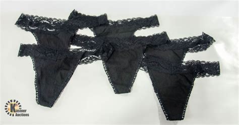 New 6 Pairs Black Lace Thong Panties