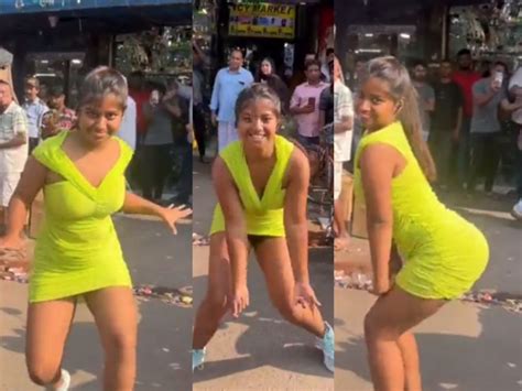 Girl Dance सड़क किनारे मिनी ड्रेस पहनकर लड़की ने दिखाया जोरदार डांस