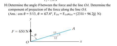 Solved 10 Determine The Angle 8 Between The Force And The Chegg Com