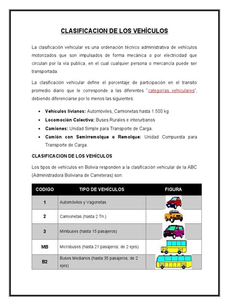 Clasificación De Vehículos En Bolivia Pdf Camión Eje