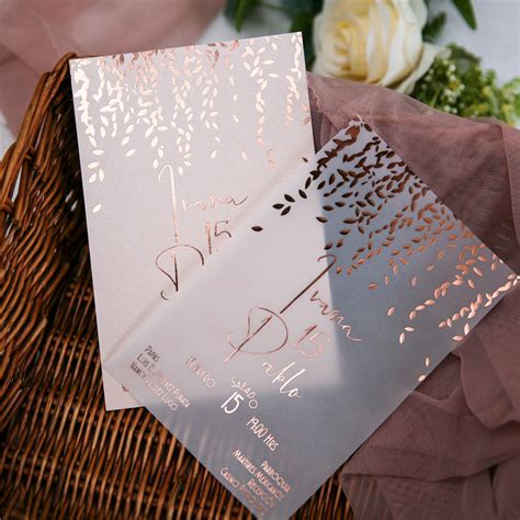 Faire Part Mariage Calque Chic Rose Gold