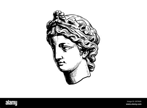 Antique Statue Head Of Greek Sculpture Sketch Engraving Style Vector