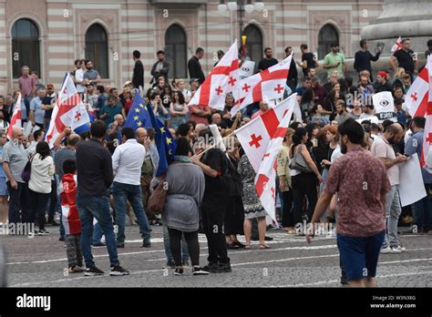 Anti Russian Demonstrations In Tbilisi Georgia Stock Photo Alamy