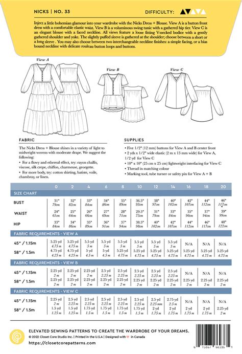 Nicks Dress Blouse Pattern Closet Core Patterns