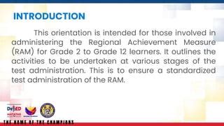 RAM TEST ADMINISTRATION GUIDELINES Pptx Standardized Testing Educational Assessment