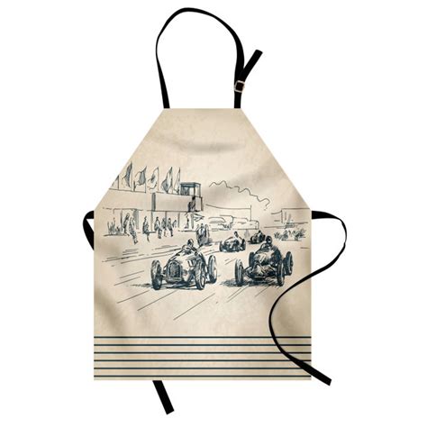 East Urban Home Vintage Car Apron Cooking Gardening Adult Size Beige