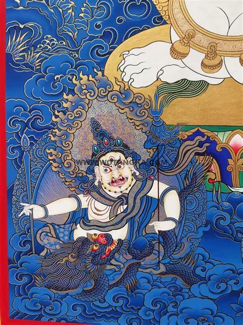 热贡 东智加·画院：蓝金唐卡 财宝天王·五方财神（8060cm左右） 沃唐卡
