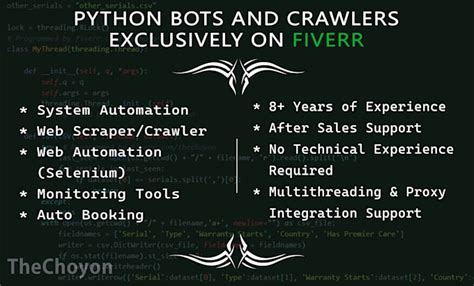 Write Python Bots And Crawlers By Thechoyon Fiverr