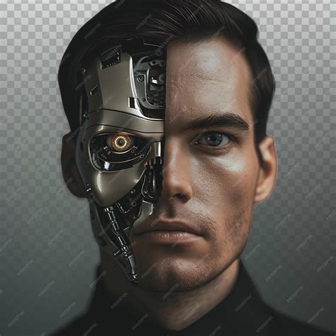 Futuristic Fusion Human Meets Robot In Portrait Premium Ai Generated Psd
