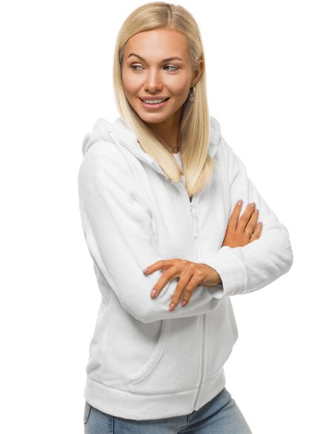 Bluza damska rozpinana z kapturem biała OZONEE JS HH004 38 OZONEE