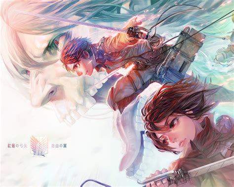 1280x1024 Resolution Mikasa Ackerman Eren Yeager And Armin Arlert