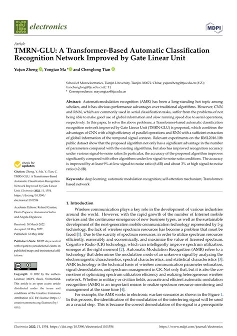 Pdf Tmrn Glu A Transformer Based Automatic Classification Recognition Network Improved By