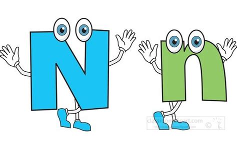 Cartoon Style Letters Upper And Lower Case Letter Alphabet N Upper