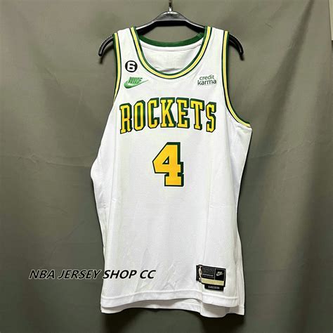 2022 23 男式全新原創 Nba 休斯頓火箭隊 4 傑倫綠色經典版球衣熱壓白色 蝦皮購物