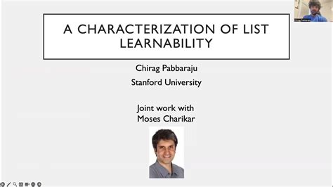 Stoc 2023 Session 9c A Characterization Of List Learnability Youtube
