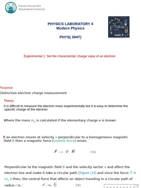 Experiment 1 2 Pdf Electron Force