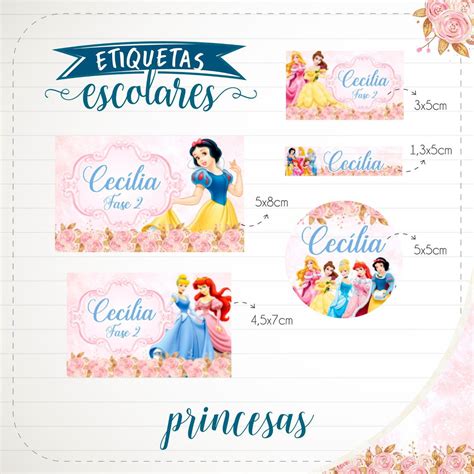 Etiqueta Escolar Princesas Disney Fazendo A Nossa Festa Princesas