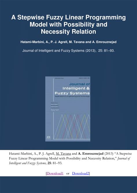 Pdf A Stepwise Fuzzy Linear Programming Model With Possibility And