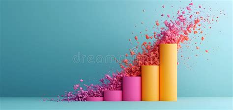 dynamic bar chart with vibrant colors and explosive particle effects depicting growth and